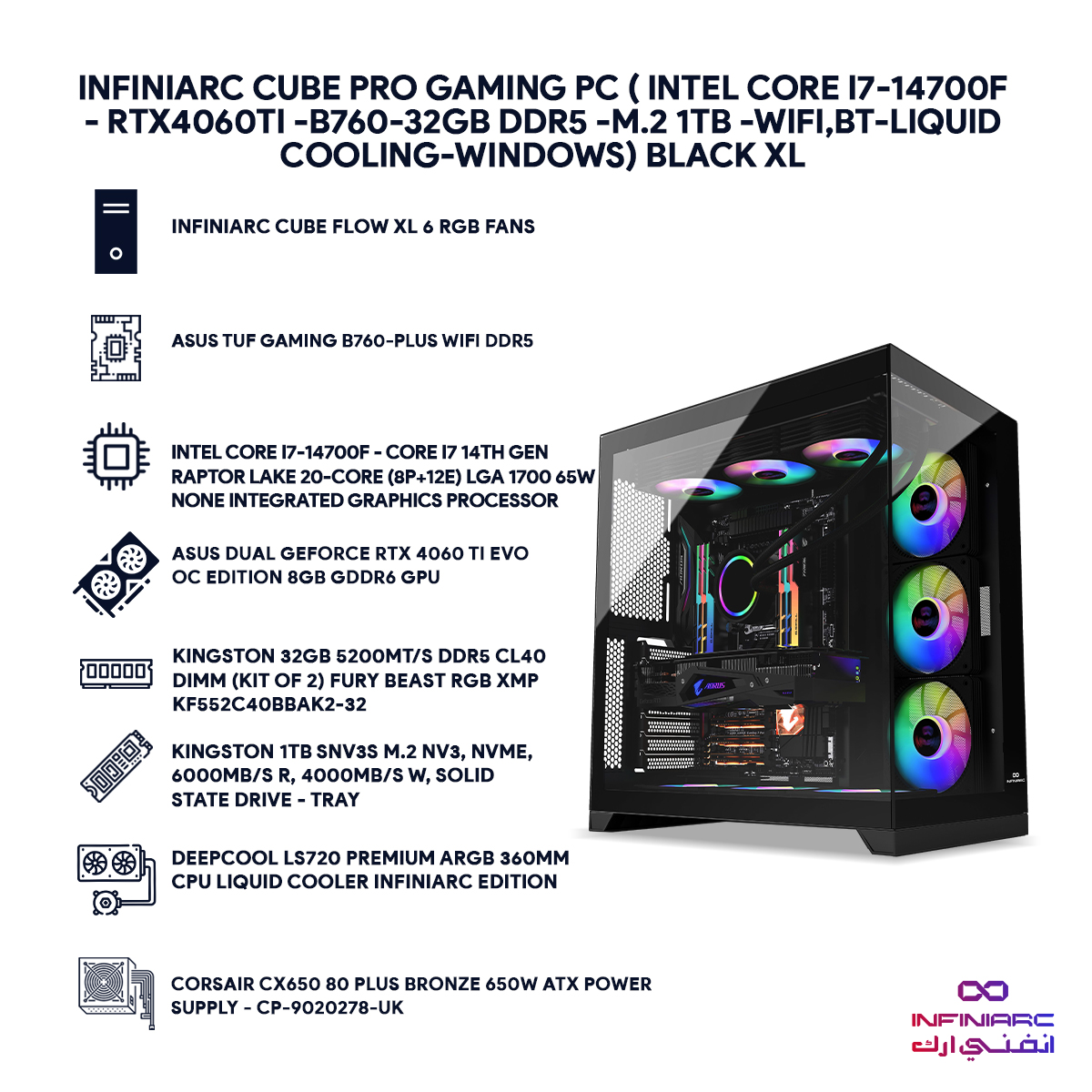 INFINIARC Intel Core i7-14700F (14th Gen) Gaming Desktop CPU - Jarir ...