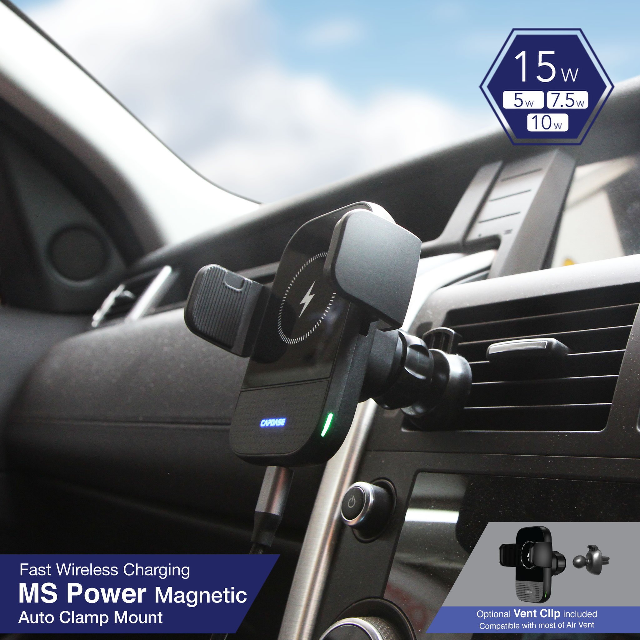 Capdase MS Power Magnetic Auto Clamp Mount Telescopic Arm Smartphone ...